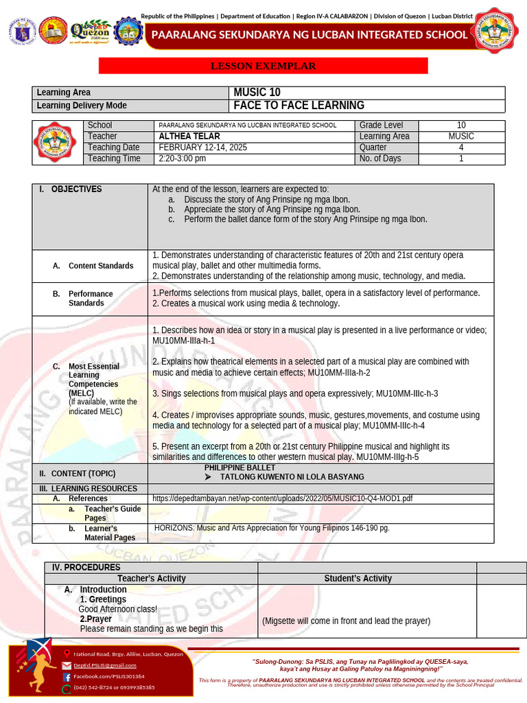 LP - G10 - Music Philippine Opera Music | PDF | Learning