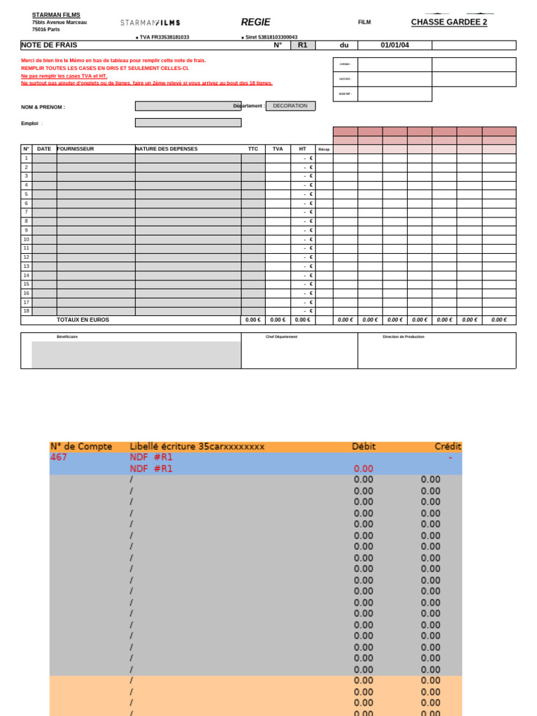 Starman Films Expense Report Template | PDF