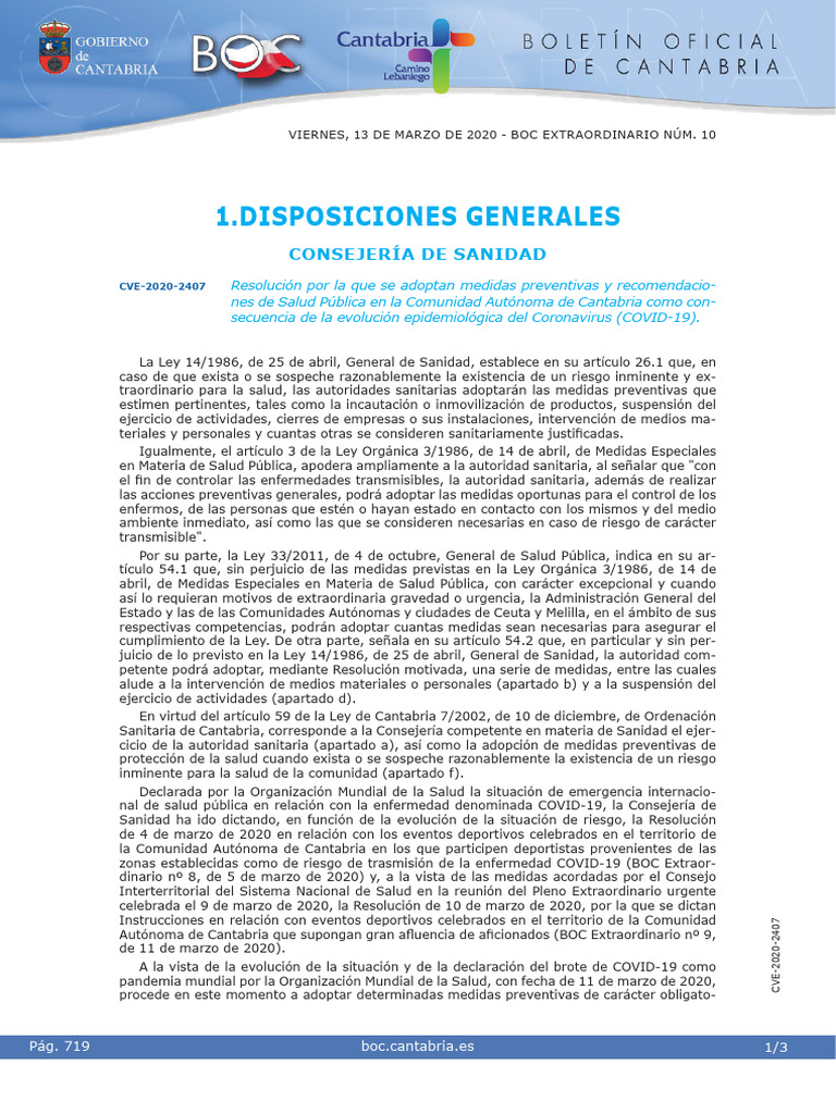 1.disposiciones Generales: Consejería de Sanidad | PDF | Ciencias de la Salud | Medicina