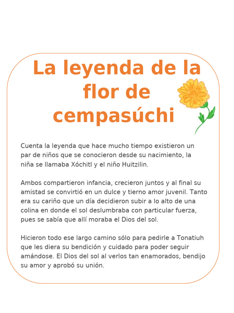 Leyenda de La Flor de Cempasúchil | PDF