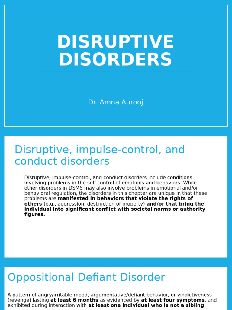 Disruptive Disorders | PDF | Aggression | Abnormal Psychology