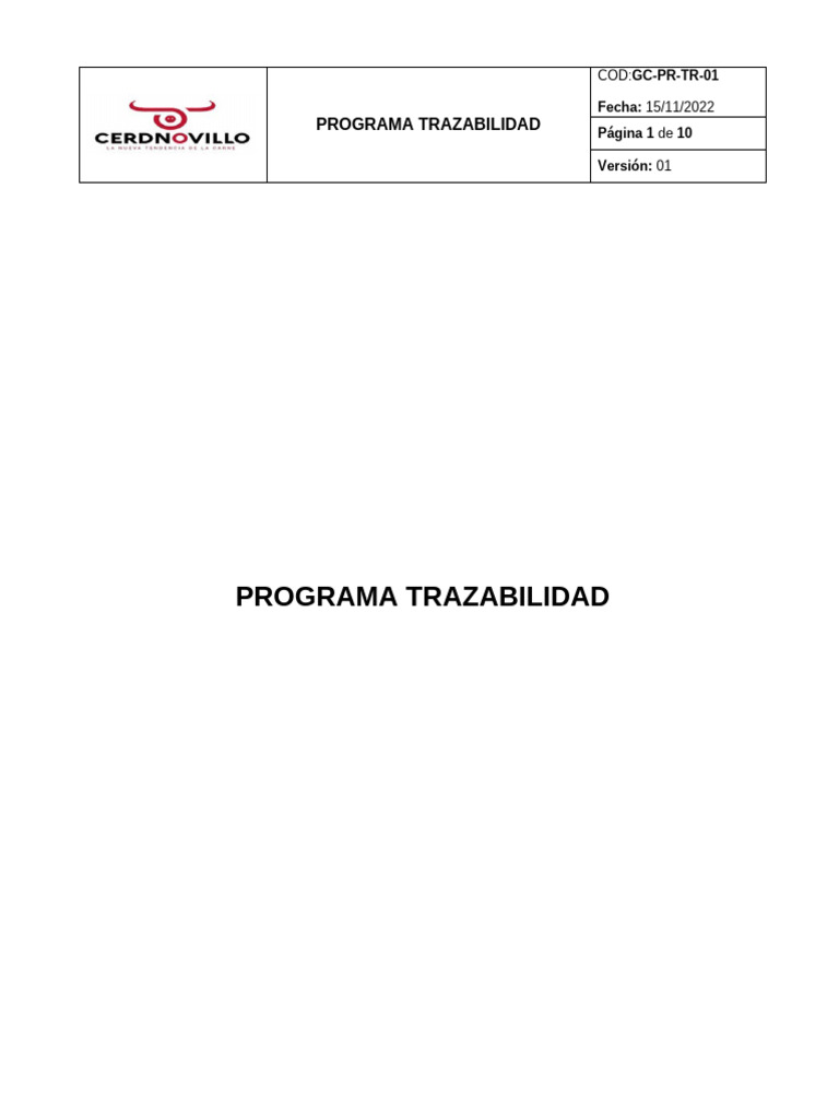 Programa de Trazabilidad Cerdnovillo | PDF | Alimentos | Carne