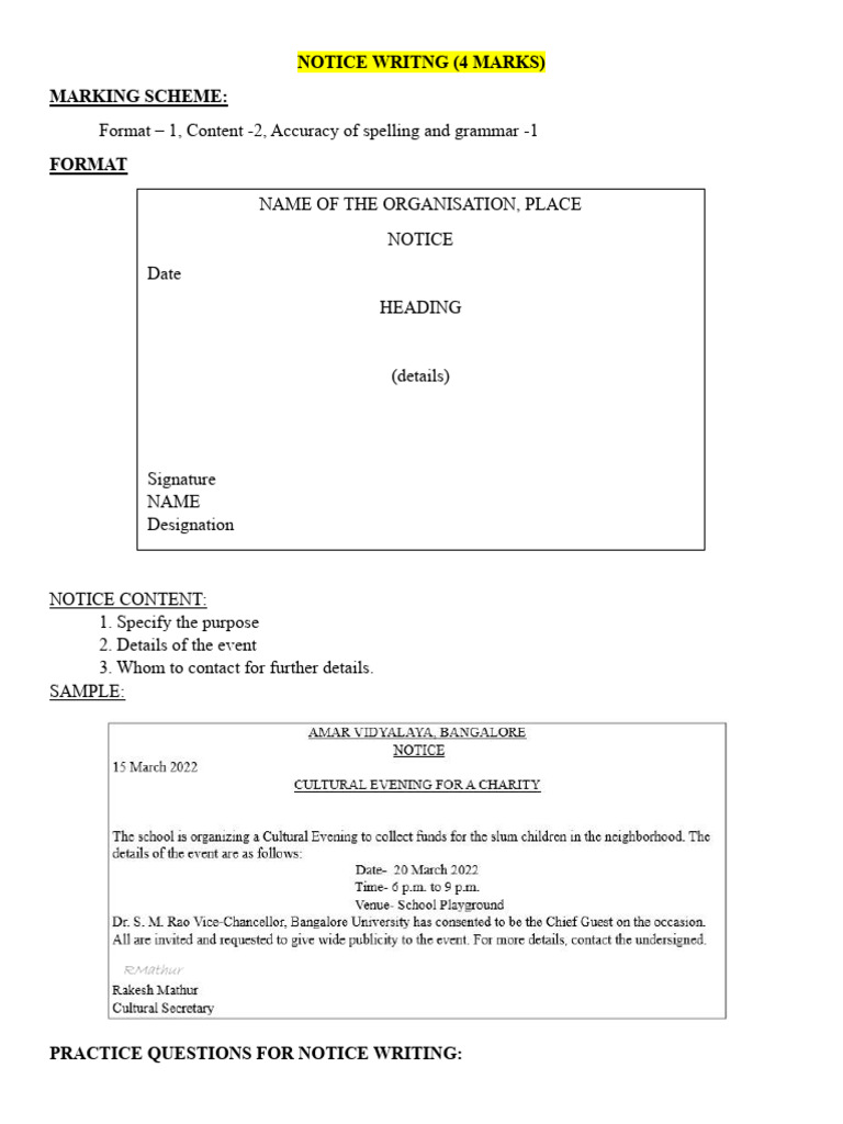 Notice and Invitation Writing Guide | PDF
