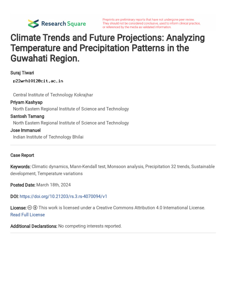 Guwahati Climate Trends: Temp & Precipitation Analysis | PDF | Climate ...