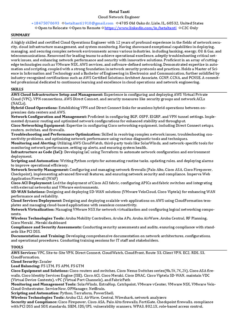 Tantraii - Civil Engineer - Resume - June 2024 (2) 3053 | PDF | Computer Network | Security