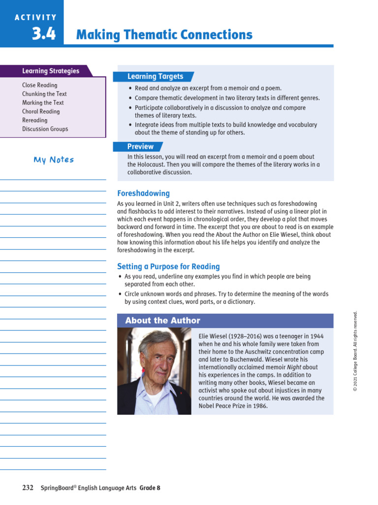 ZYAIRE HONORE - SpringBoard 8th Grade ELA - Student Edition | PDF ...