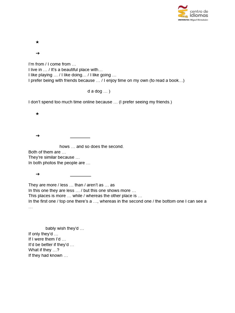 Useful Expressions For The Fce Speaking Test 2 | PDF | Verb | Evidence