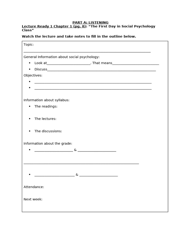 Lecture Ready 1 Chapter 1 | PDF | Lecture | Psychology