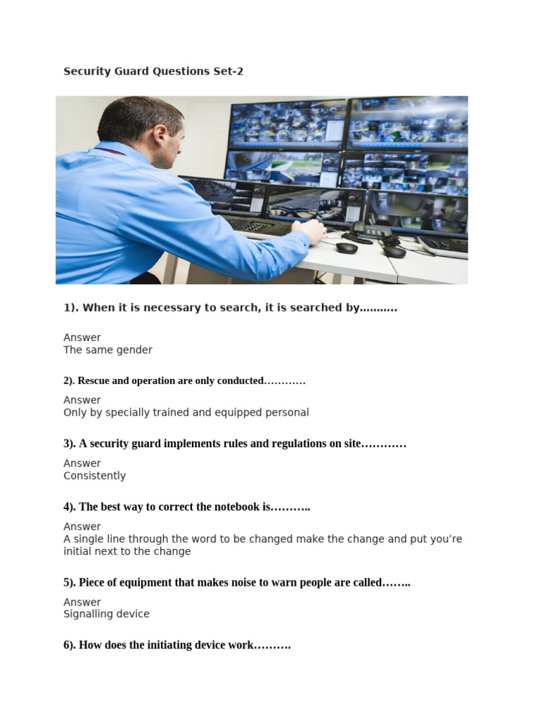 Security Guard Questions Set-2 | PDF | Security Guard | Justice