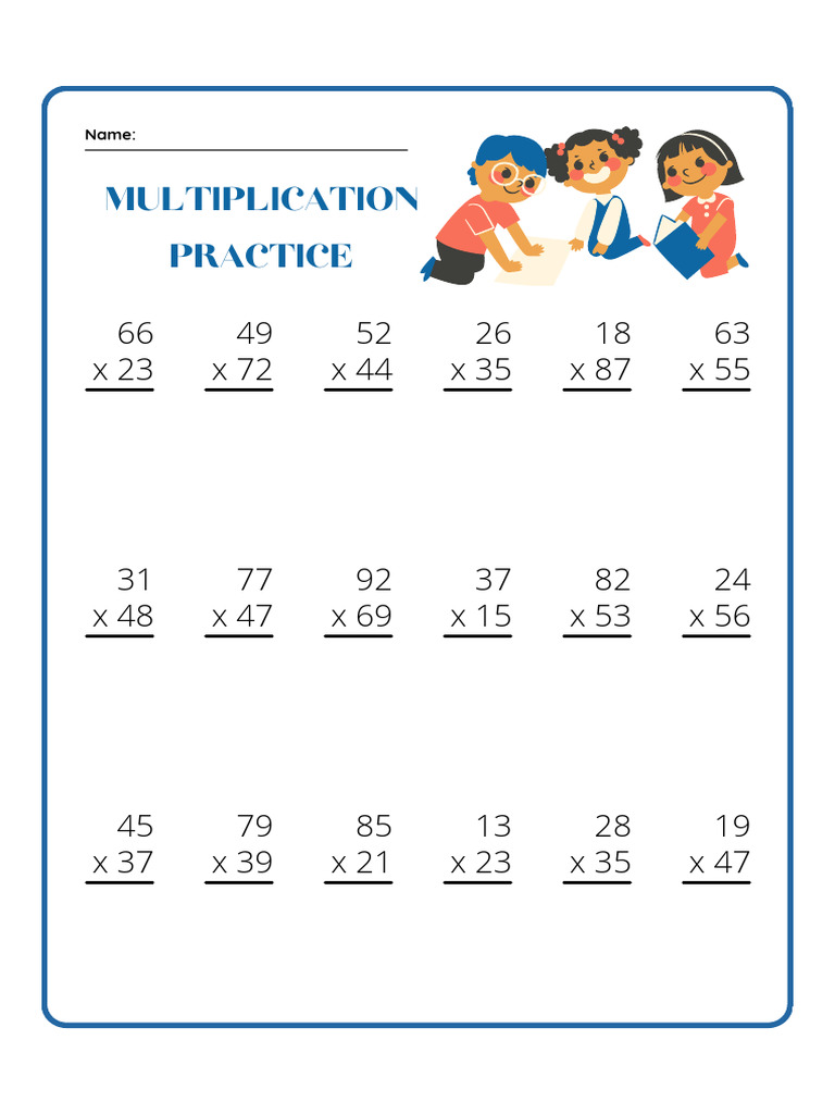 Double Digit Multiplication Practice Worksheet | PDF