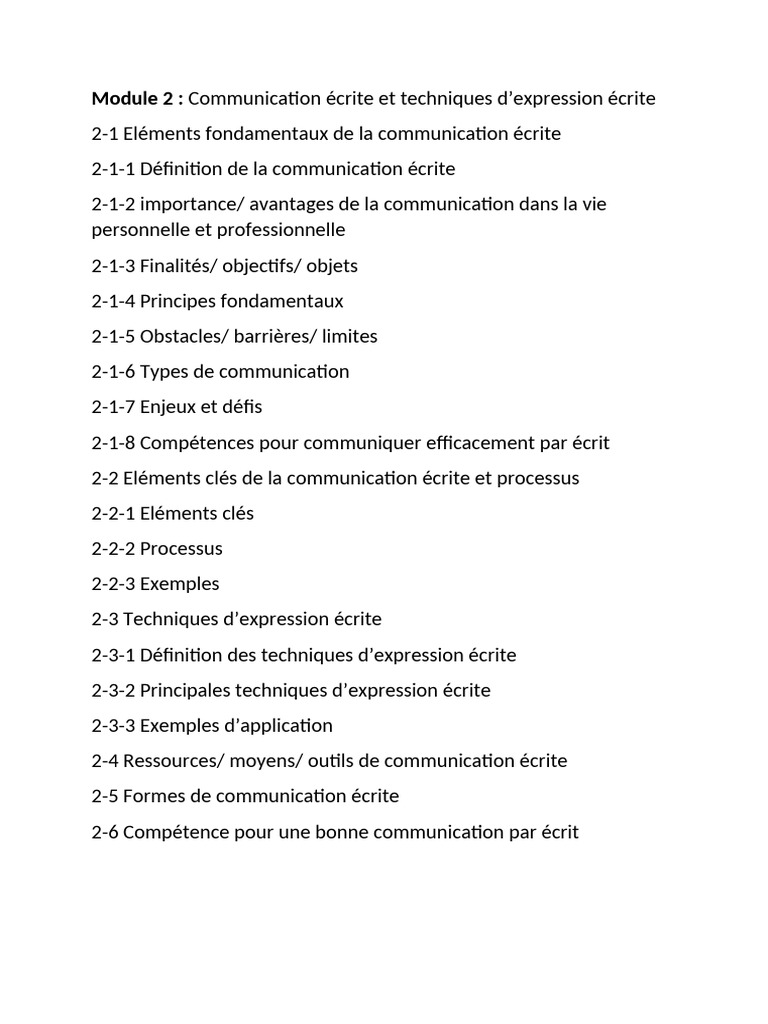 Module 2 Communication Écrite Et Techniques D'expression Écrite | PDF ...