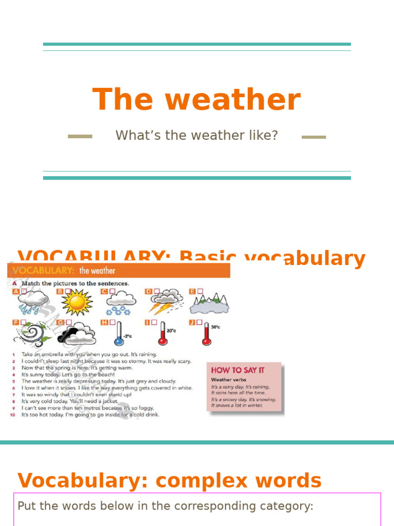 Understanding Weather Vocabulary and Concepts | PDF