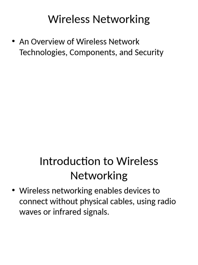 Wireless Networking Presentation | PDF