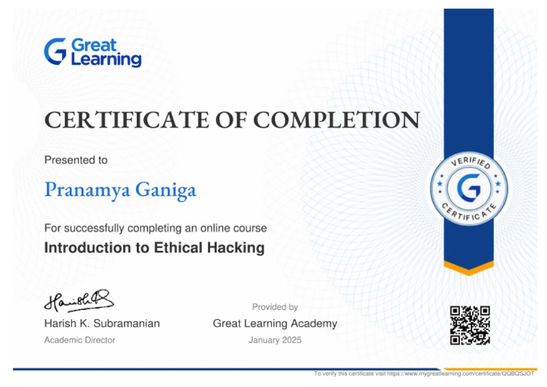 Introduction To Ethical Hacking Certificate | PDF