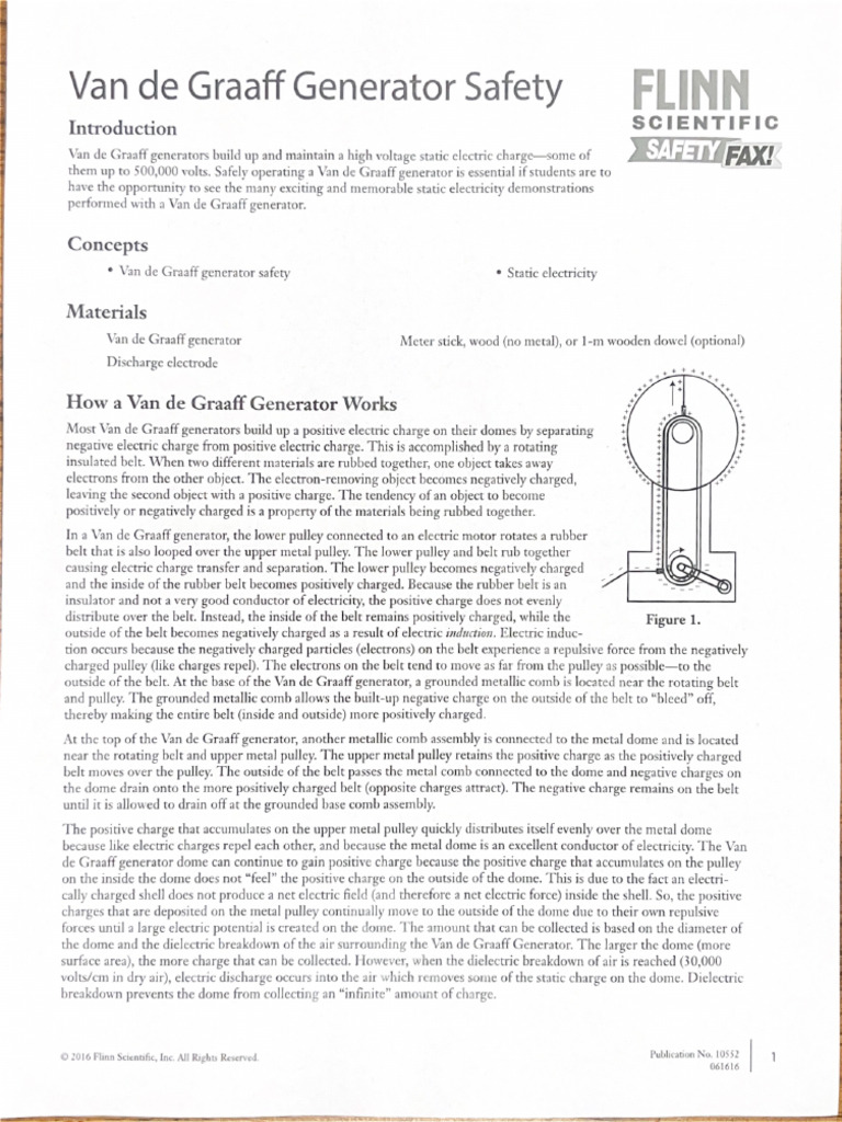 Van de Graff Generator Safety | PDF