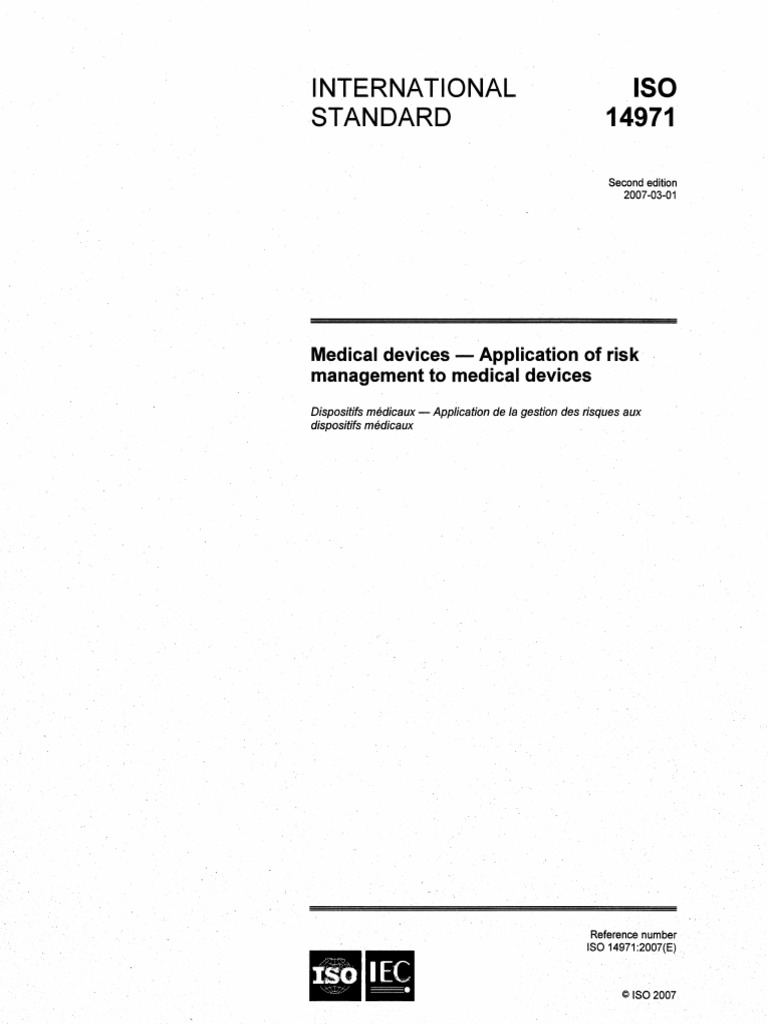 14971-07 Medical Devices - Application of Risk Management To Medical ...