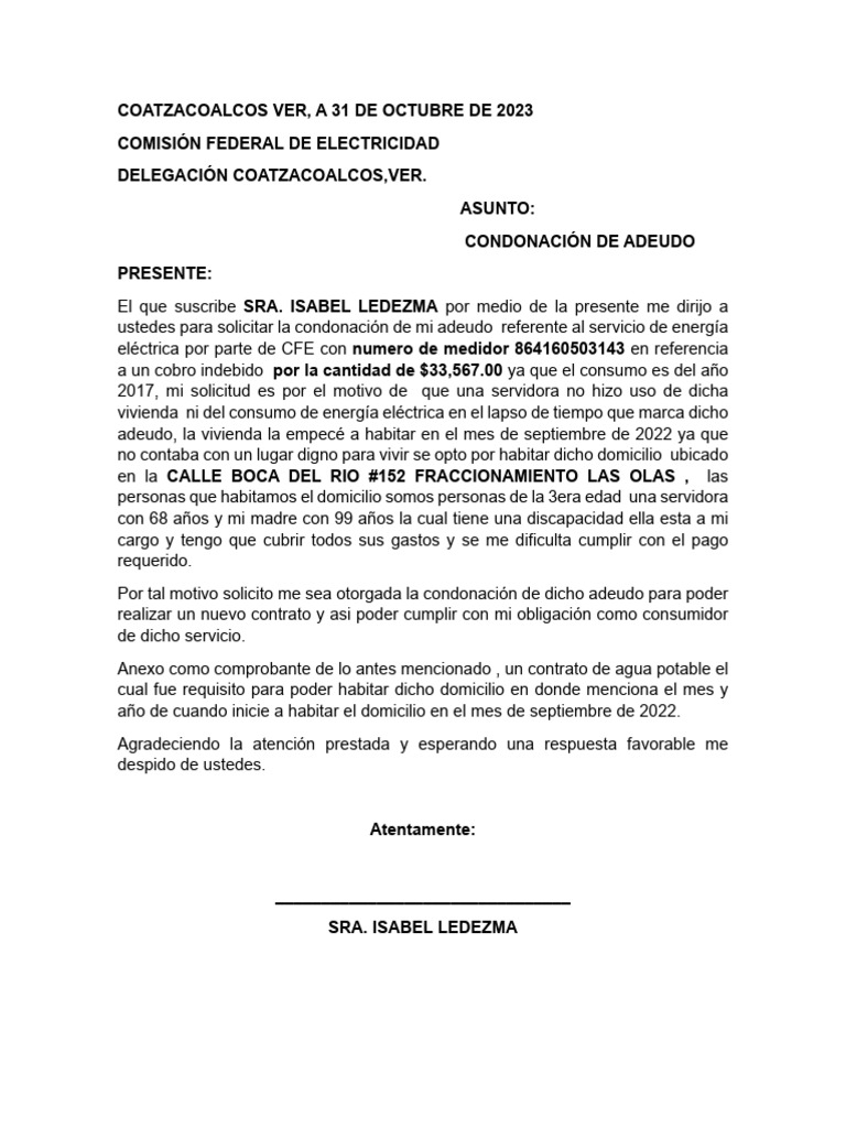Oficio Cfe Isabel Ledezma3 | PDF
