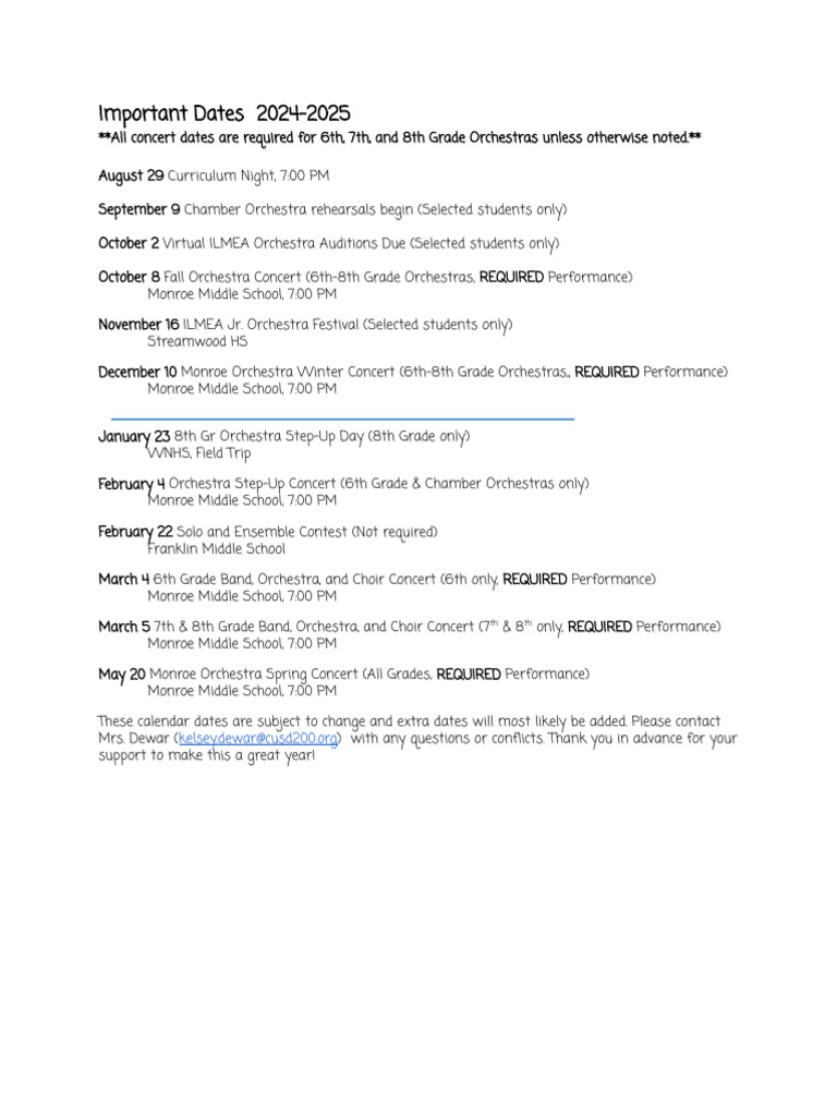 24-25 Important Dates | PDF