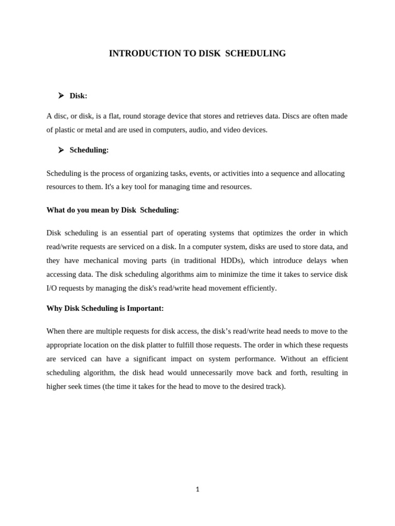 Introduction of Disk Scheduling | PDF | Hard Disk Drive | Scheduling (Computing)