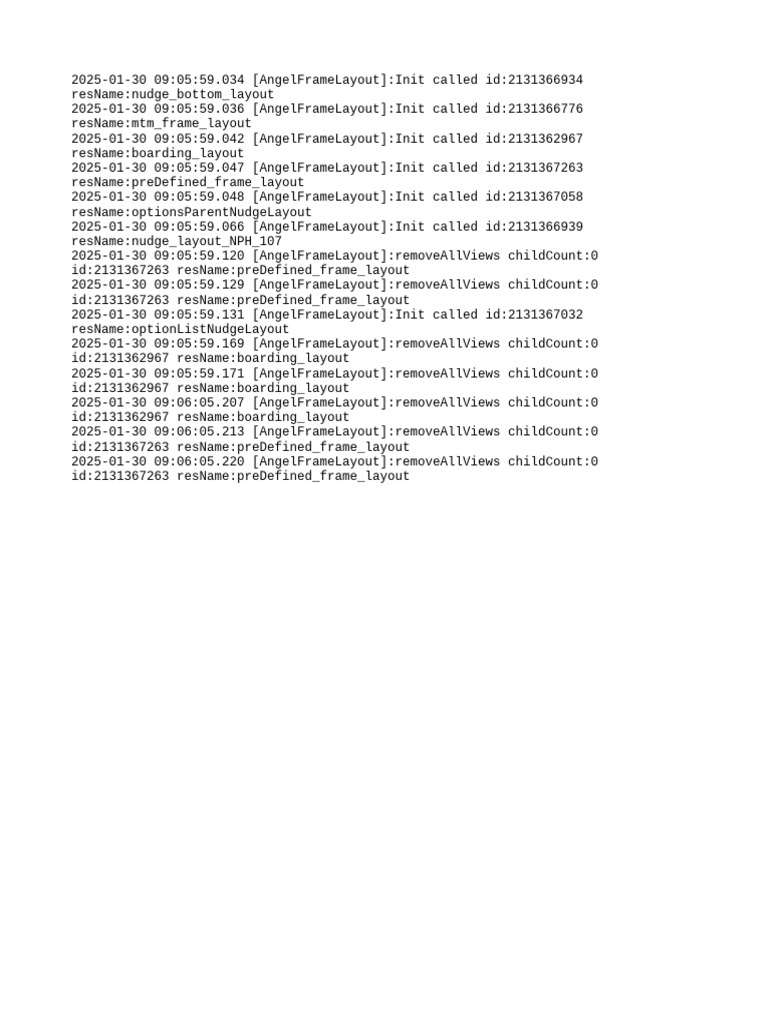 AngelFrameLayout Initialization Log | PDF