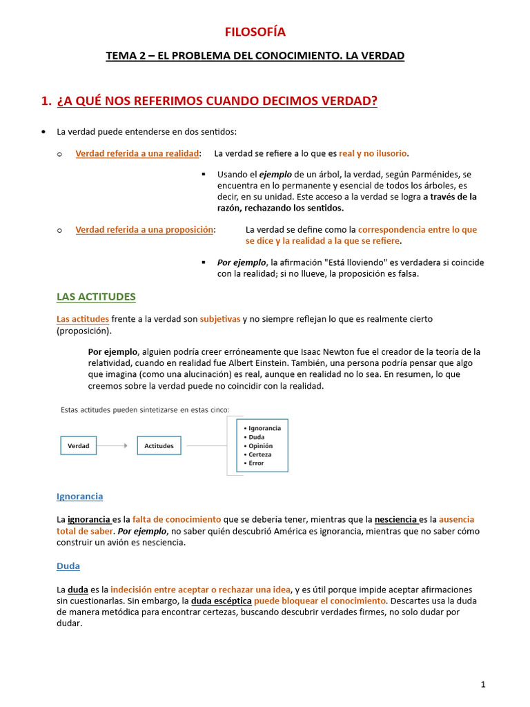 2 Tema - Filosofía - LA VERDAD | PDF | Verdad | Evidencia