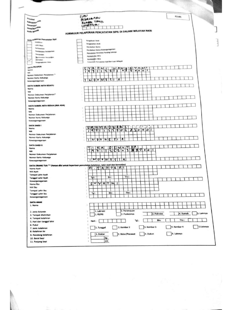 Form. F2.01 Bang Dani | PDF