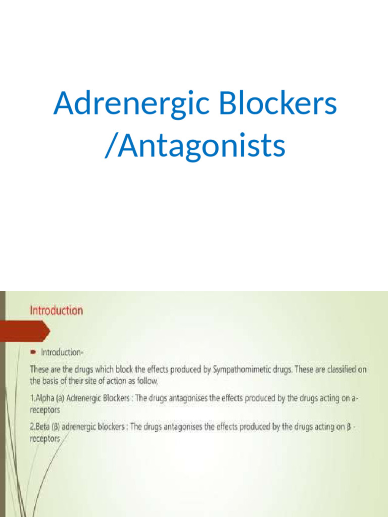 Understanding Adrenergic Blockers | PDF