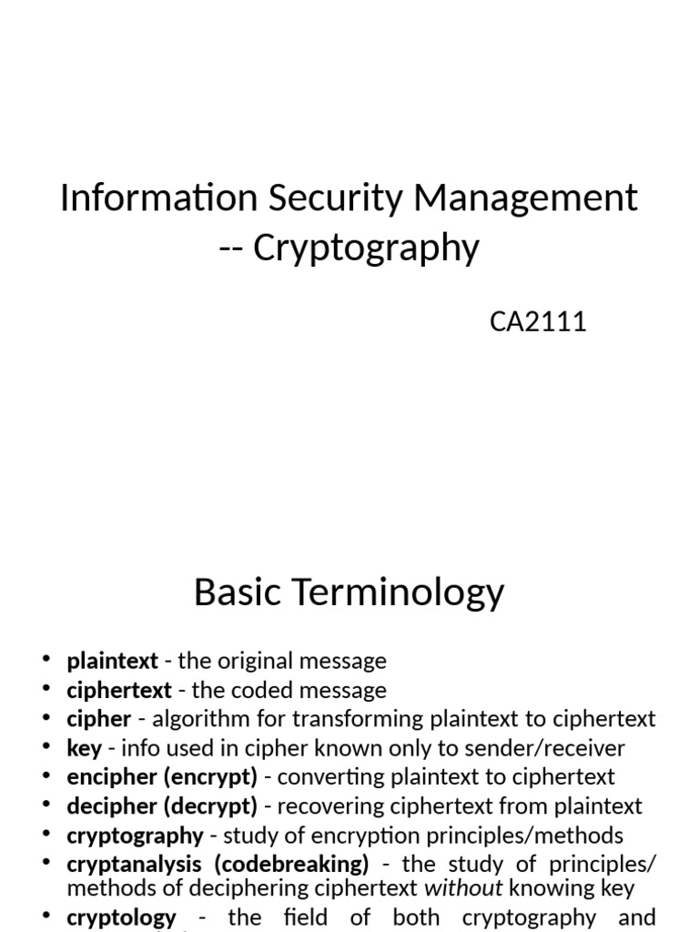 Cryptography Information Security Management | PDF | Cryptography | Public Key Cryptography
