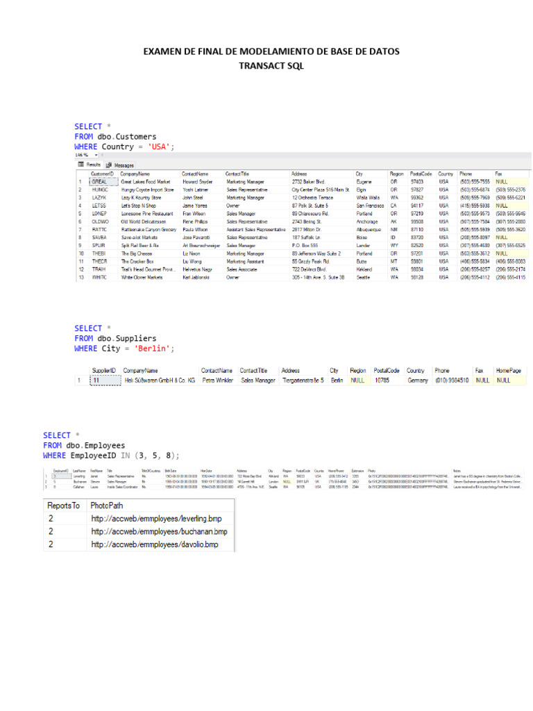 EXAMEN DE FINAL DE MODELAMIENTO DE BASE DE DATOS Jesus | PDF | Bases de datos | Software de ...
