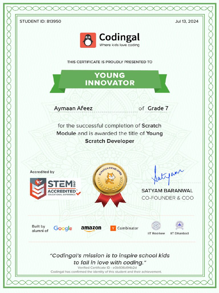 Scratch Developer Certificate | PDF