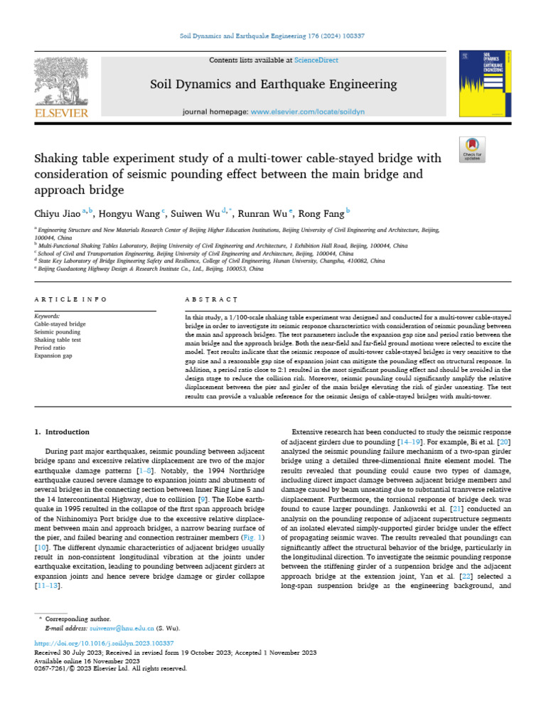 Soil Dynamics and Earthquake Engineering: Chiyu Jiao, Hongyu Wang ...