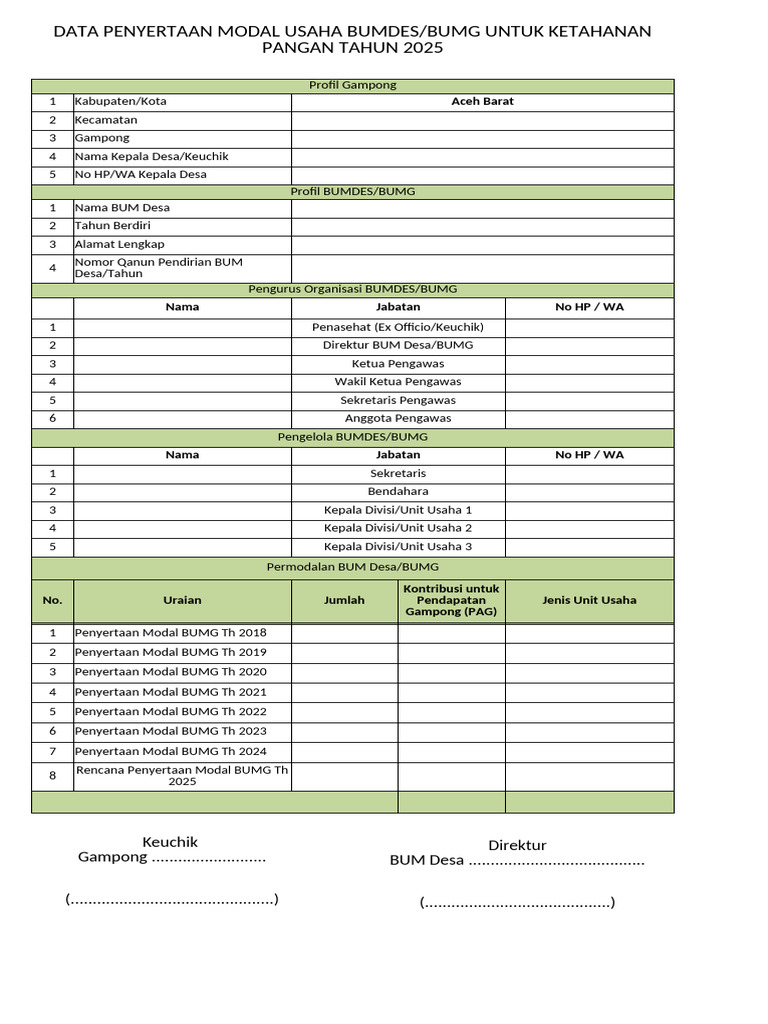 02 Form Isian BUMG 2025 | PDF