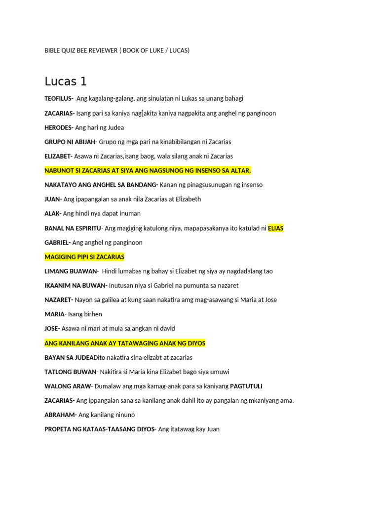 Bible Quiz Bee Reviewer | PDF
