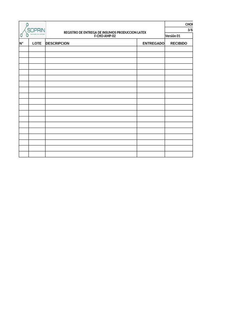 Formato de Entrega Insumos Latex | PDF