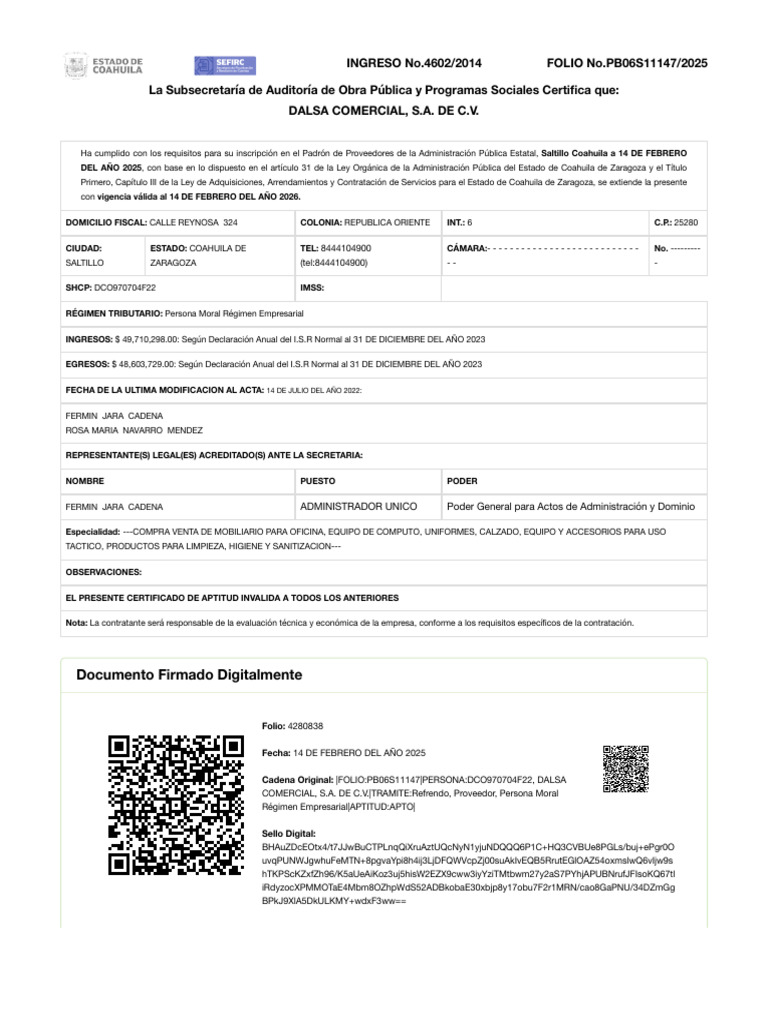 Dalsa Comercial, S.A. de C.V. | PDF | Gobierno