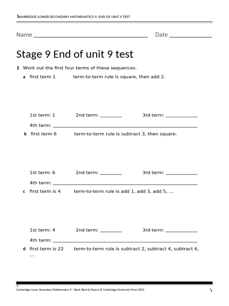 Unit 9 Math Test Overview | PDF | Mathematics | Mathematical Objects