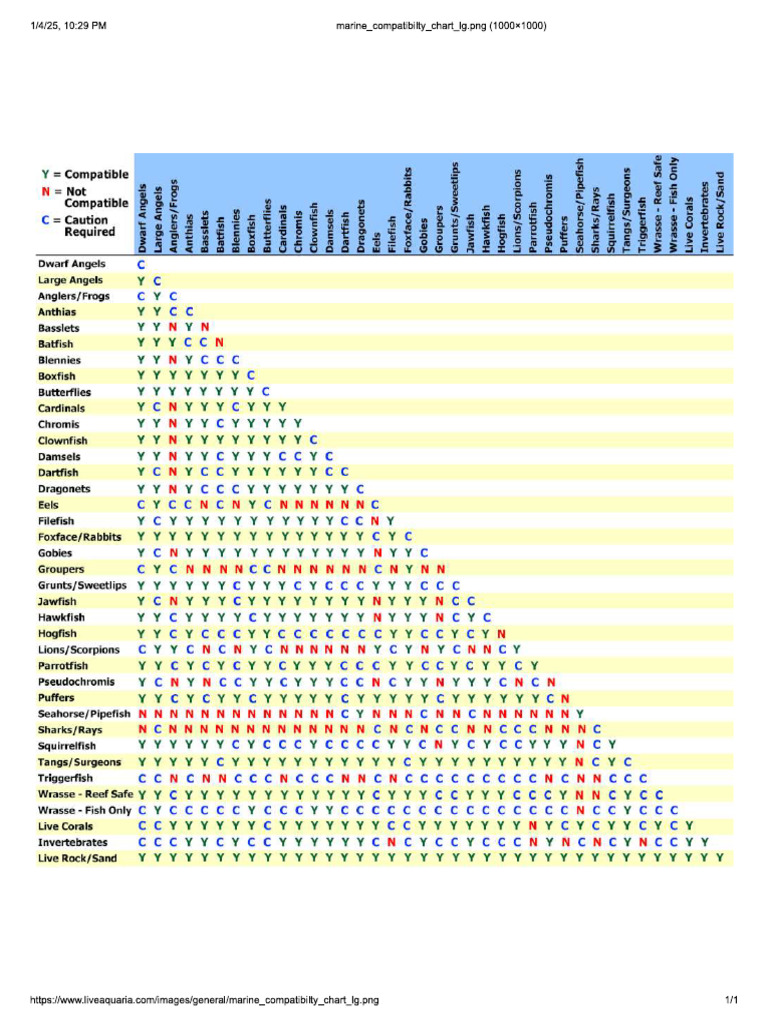 Fish Compatibility Chart | PDF