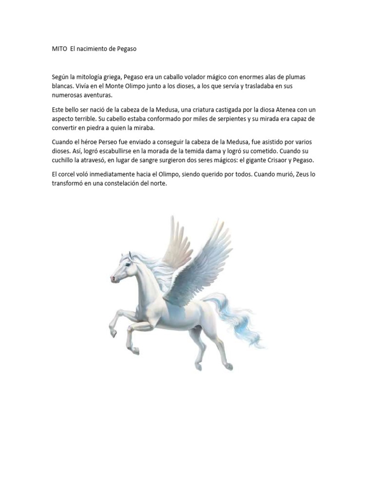 MITO El Nacimiento de Pegaso | PDF