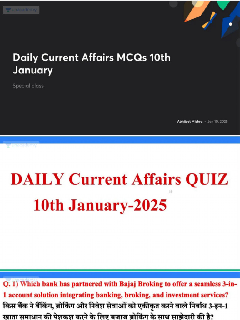 Daily Current Affairs MCQs 10th January No Anno | PDF