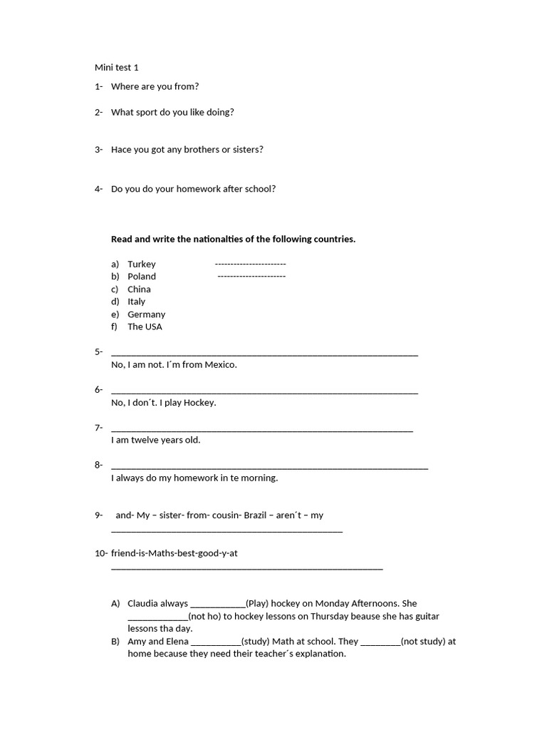 Mini Test 1 | PDF