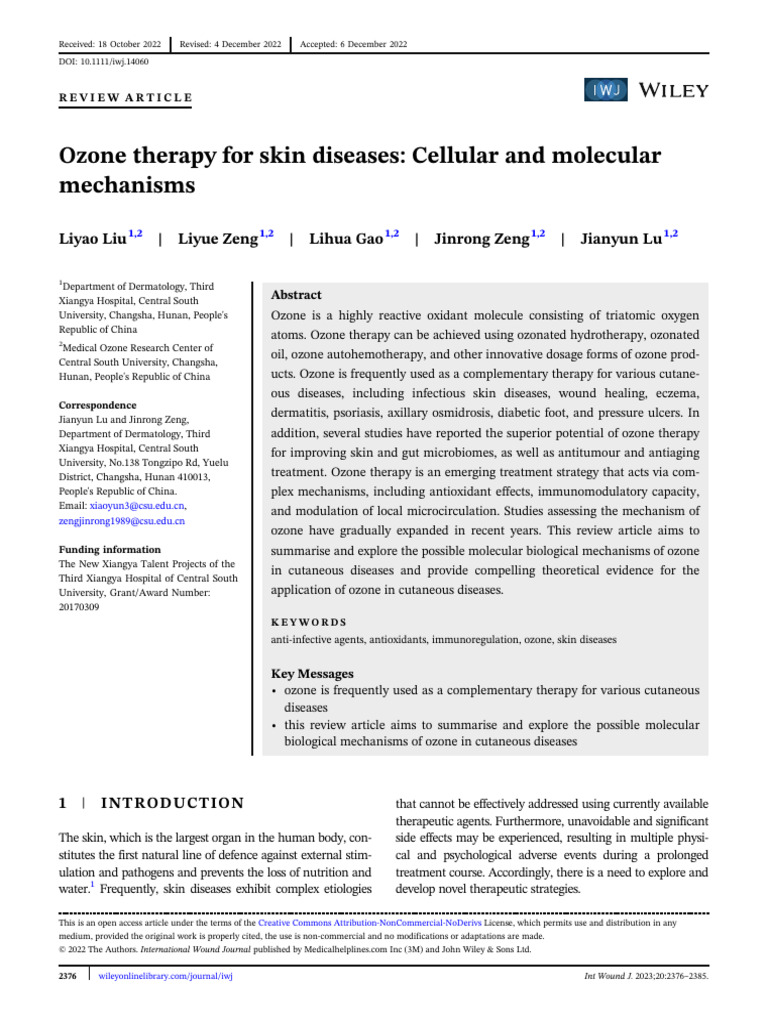 Ozone Therapy Mechanisms for Skin Diseases | PDF | Nf κb | Inflammation