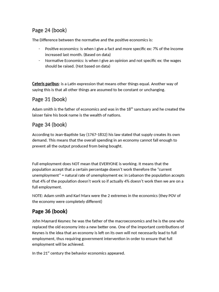 Economics Unit One Last Chapter Normative and Positive Economics | PDF