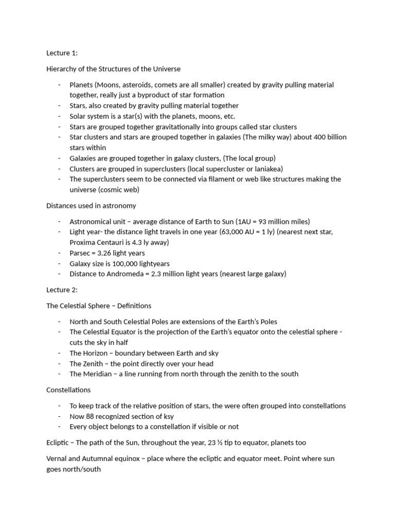Astronomy notes | PDF | Electromagnetic Spectrum | Stars