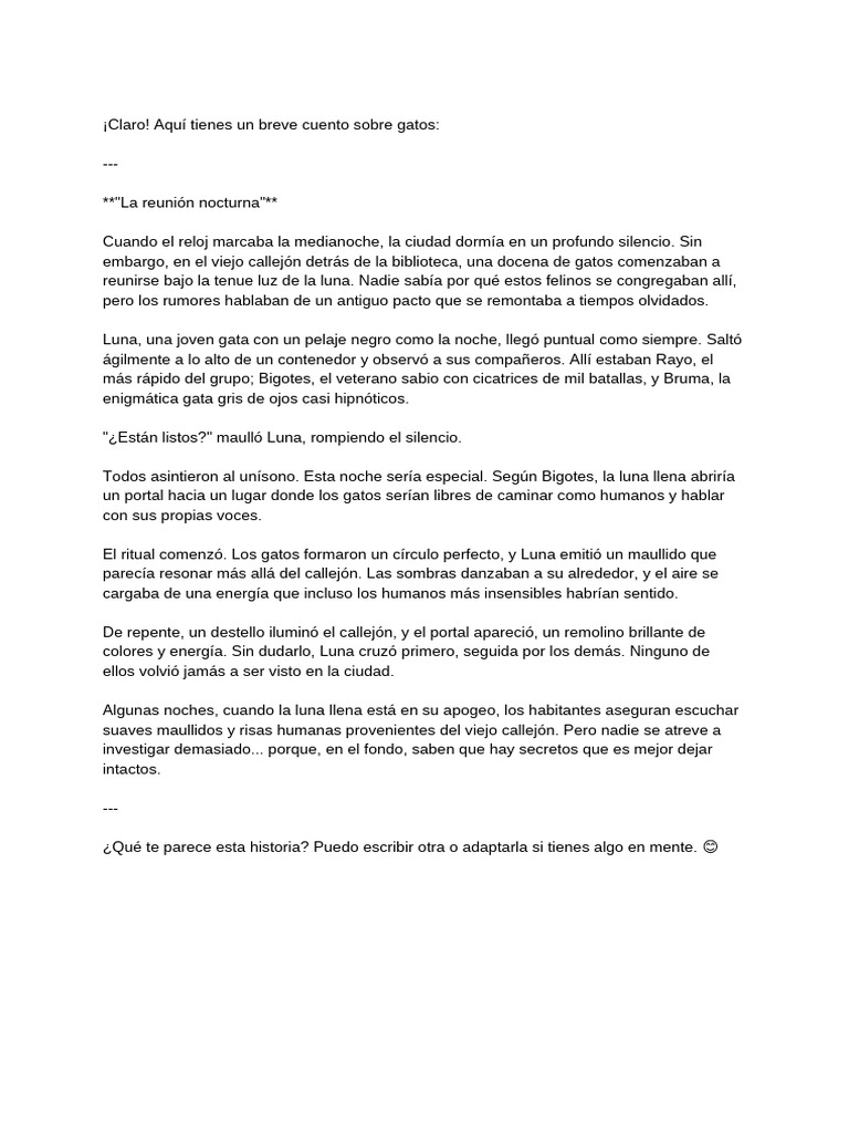 Cuento De Gatos Pdf