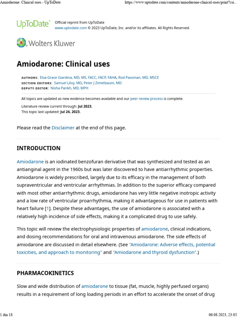 Amiodarone Clinical Uses | PDF | Cardiac Arrest | Intravenous Therapy