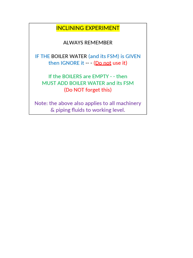 Note For Inclining Experiment | PDF