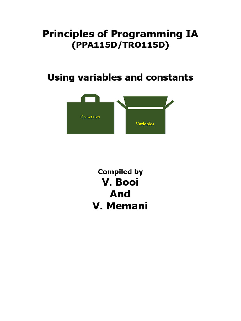 Learning Outome B1.1 Variables and Constants | PDF | Variable (Computer Science) | Computer ...