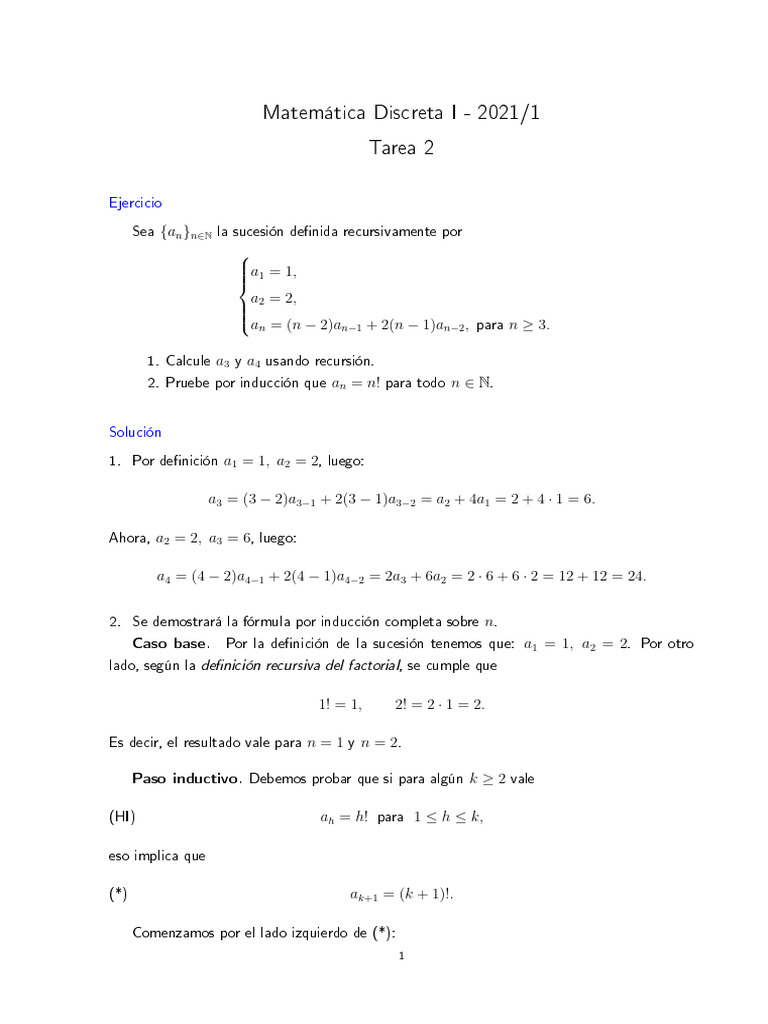 Sucesión recursiva y factoriales | PDF