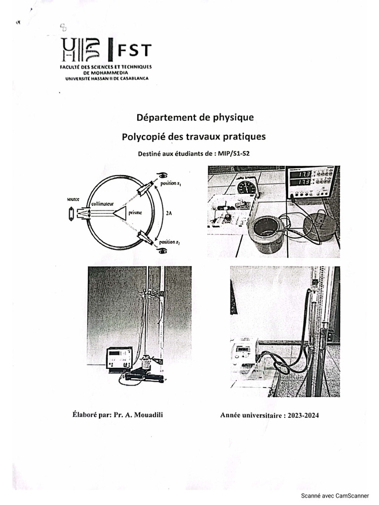 TP Thermo Mécanique Optique | PDF