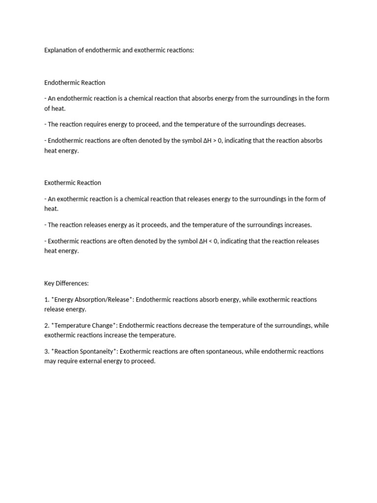 Endothermic vs Exothermic Reactions | PDF